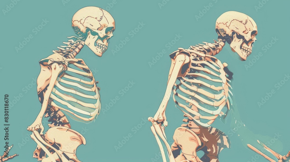 A high-detail illustration of the skeletal system, showing the impact ...
