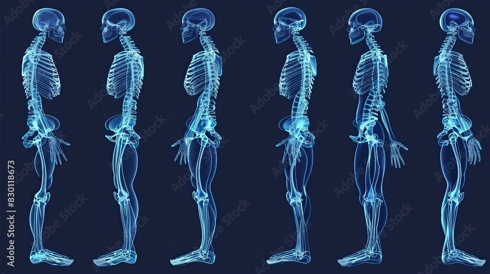 A high-detail illustration of the skeletal system, showing the impact ...