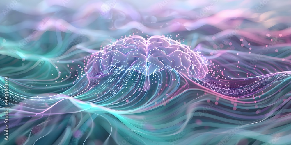 AI brain symbolizing big data processing technology data flow querying ...
