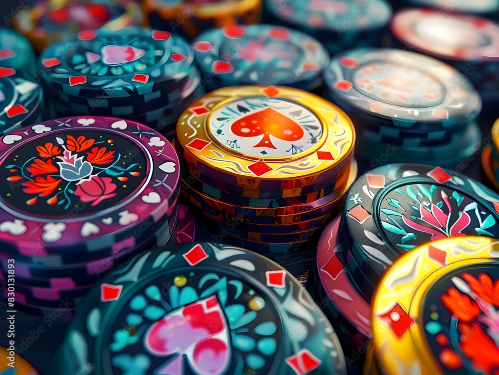 Whimsical Digital Casino with Playful Poker Chips Stylized Coins and ...