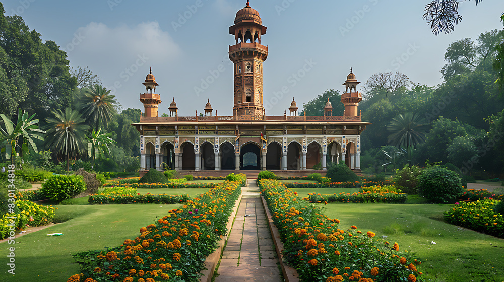 aweinspiring image of Hiran Minar towering tower picturesque pavilion ...