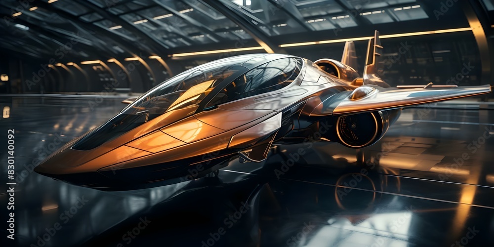 Futuristic aircraft design featuring advanced technologies in a modern ...