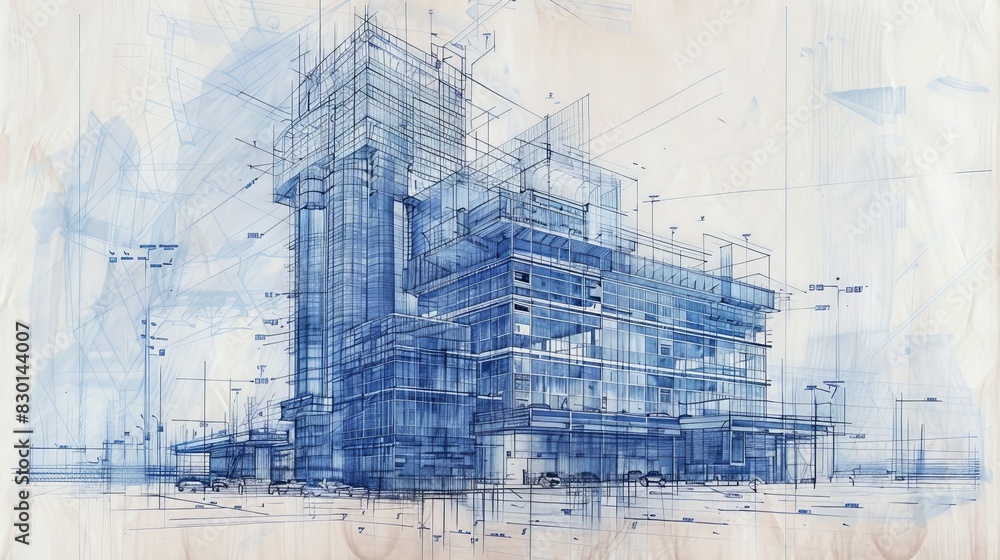 blueprint reveals a detailed plan for a high-rise building, showcasing ...