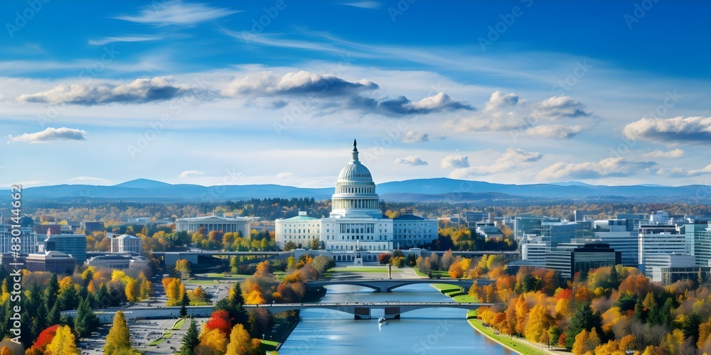 Iconic Panoramic View of Washington DC's Capitol Building - A Landmark ...
