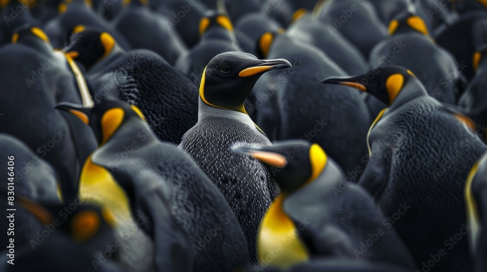 Difference concept showing by extraordinary penguin standing out of the ...