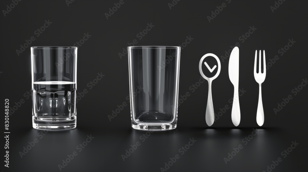 food safe mark icon set. glass with fork sign for food safe products ...