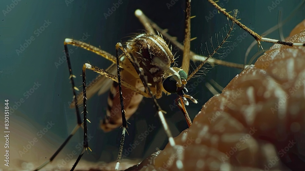 Zoom in on the Zica virus aedes aegypti mosquito on human skin - Dengue ...