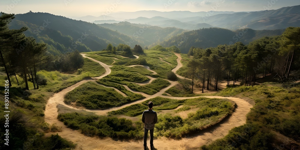 Man choosing between two paths for best environmental impact impactful ... Man choosing between two paths for best environmental impact impactful ...