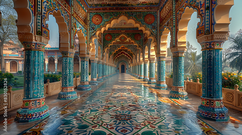enchanting image of Mohatta Palace intricate carving colorful tile ...