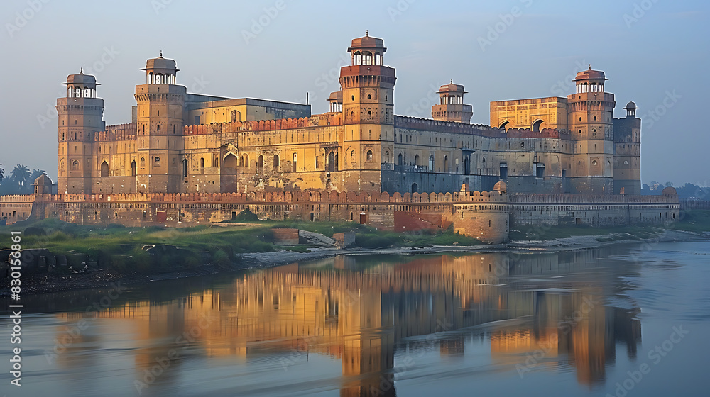 captivating image of Lahore Fort imposing wall ornate palace reflecting ...