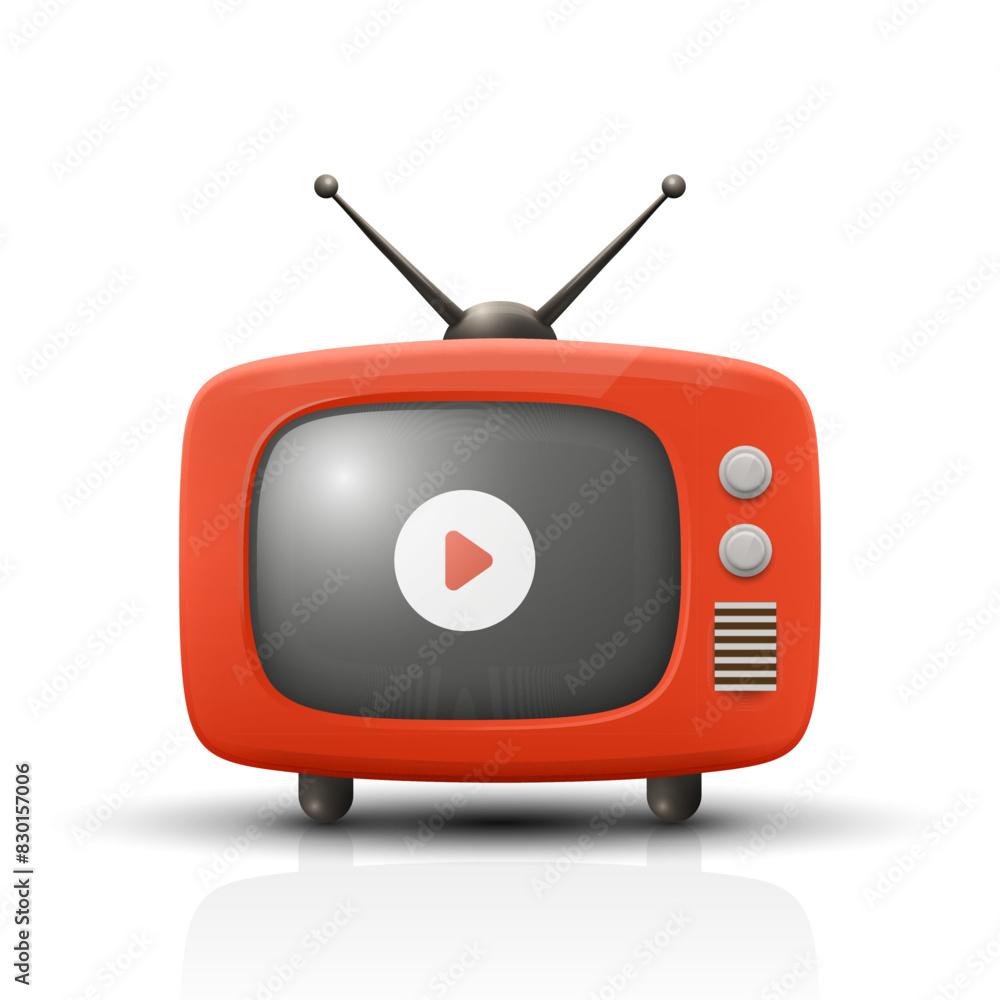 Vector 3d Vintage TV Set Icon. Retro TV Icon, Design Template, Clipart ...