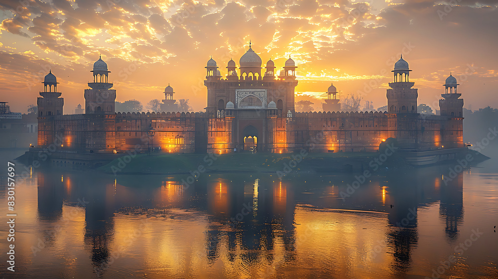 captivating image of Lahore Fort imposing wall ornate palace reflecting ...