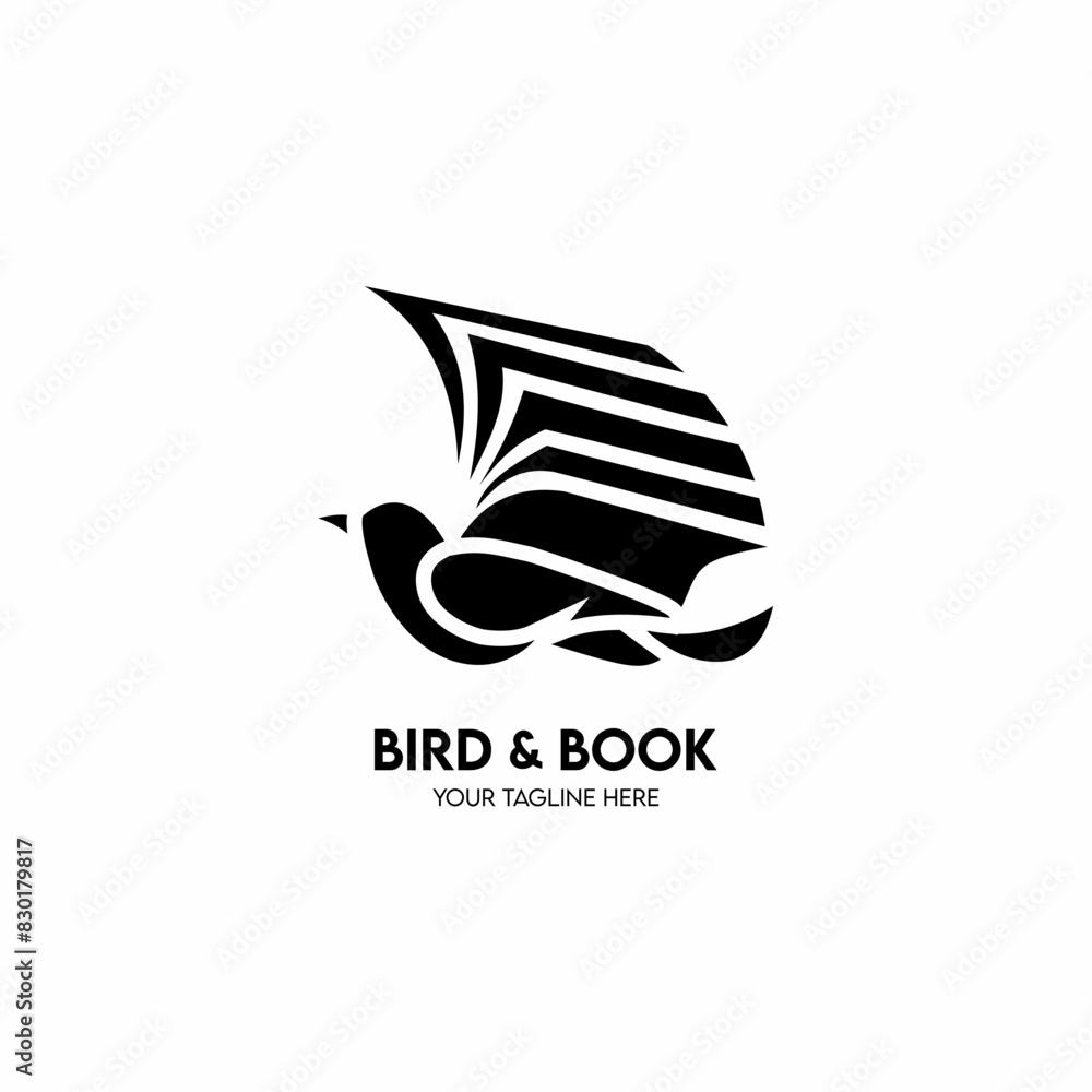 Logo illustration of a flying bird and an open book. Symbolises ...