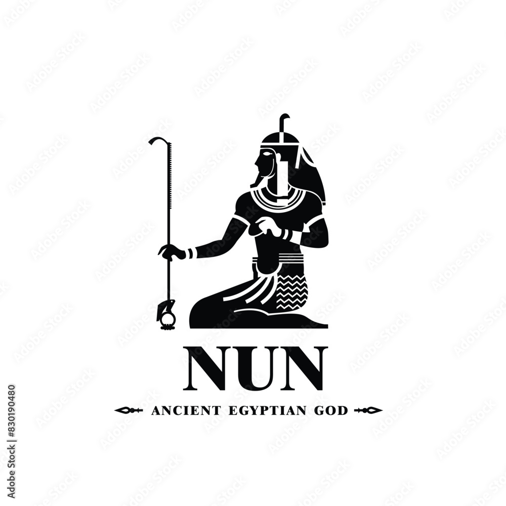 Silhouette of the Iconic ancient Egyptian god nun, Middle Eastern god Logo for Modern Use Stock ...