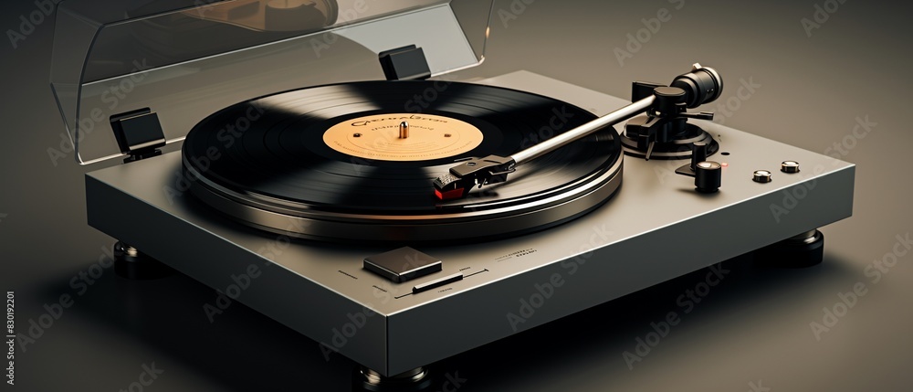 Modern minimalist turntable with a sleek design, digital rendering ...