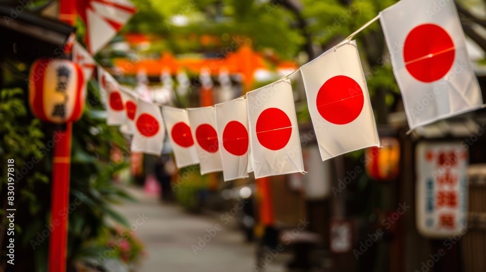 Japanese flag banners displayed with pride alongside traditional red ...