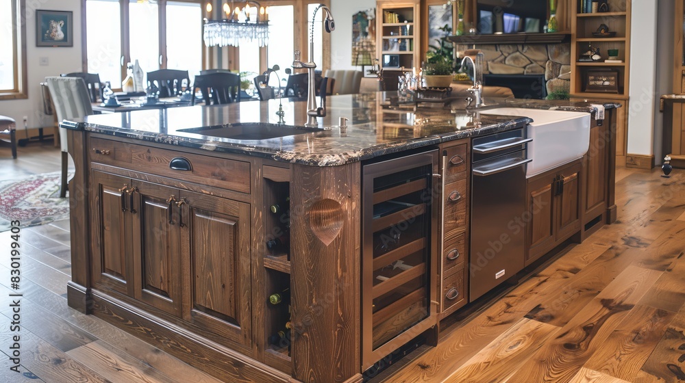 Kitchen Island Oasis: A luxurious kitchen island with a built-in sink ...