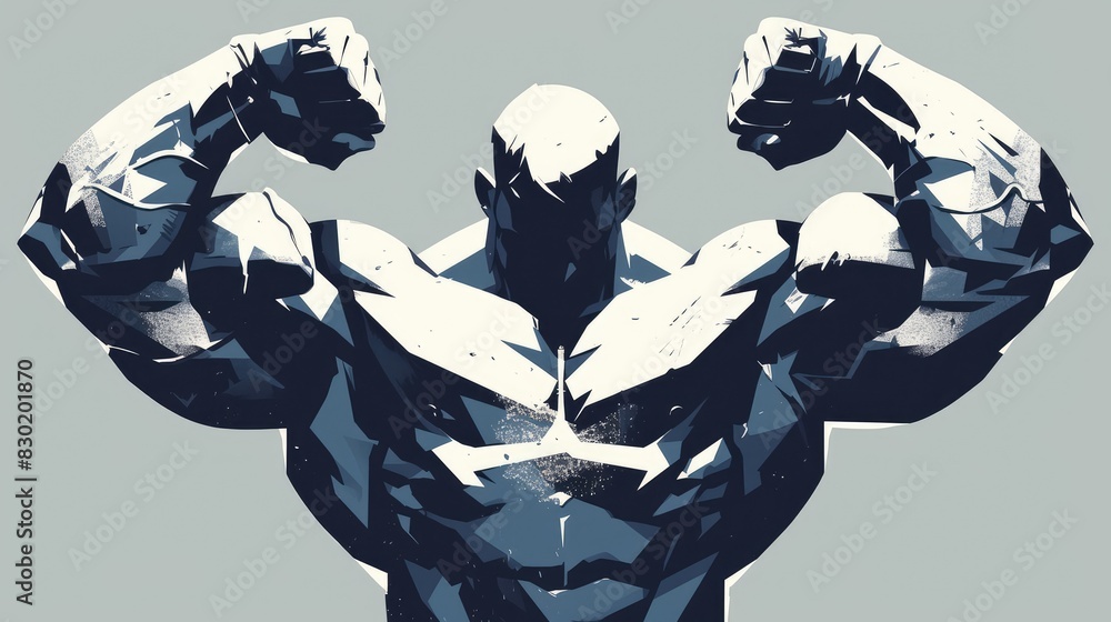 A dynamic 2d icon showcases a heavily muscled man s upper body from the ...