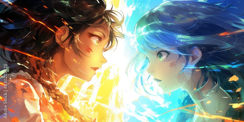 anime style clashing modulation encounter at psychic mental speed ...