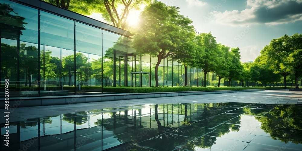Glass Corporate Building Reflecting Green Trees: Demonstrating ESG ...