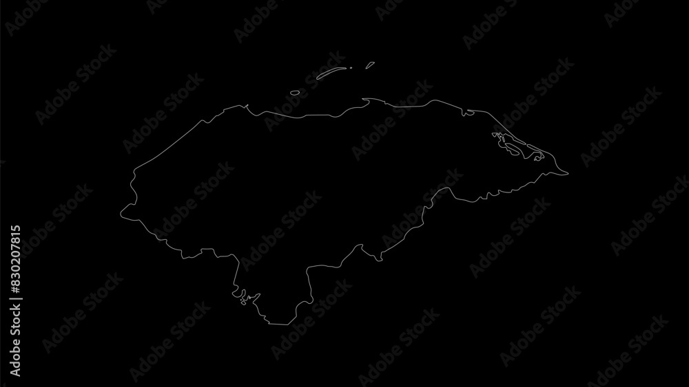 Honduras map vector illustration. Drawing with a white line on a black ...
