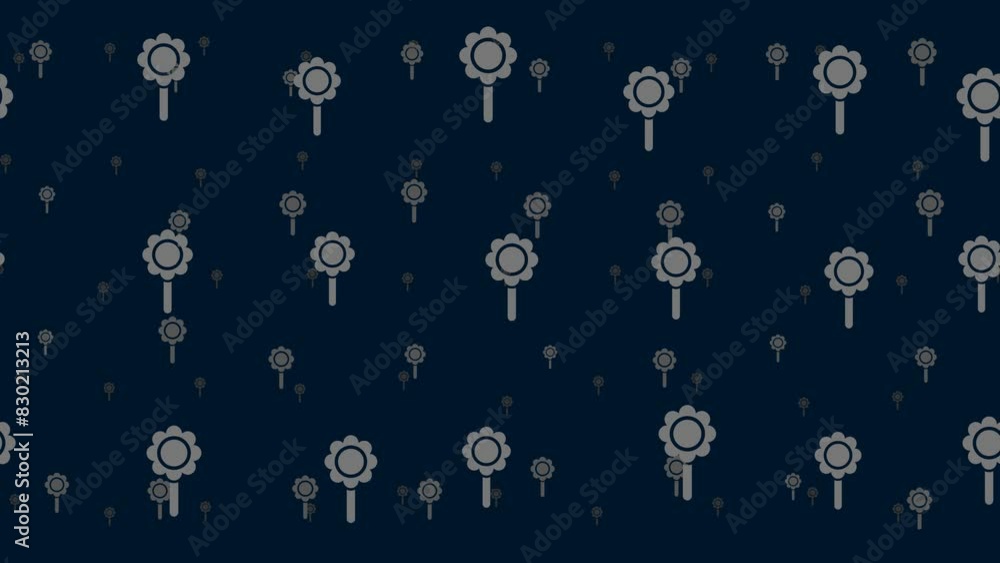 Chamomile symbols float horizontally from left to right. Parallax fly ...