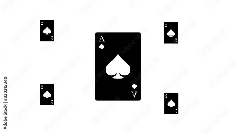 Zoom in and out animation the ace of spades symbol. Large black symbol ...