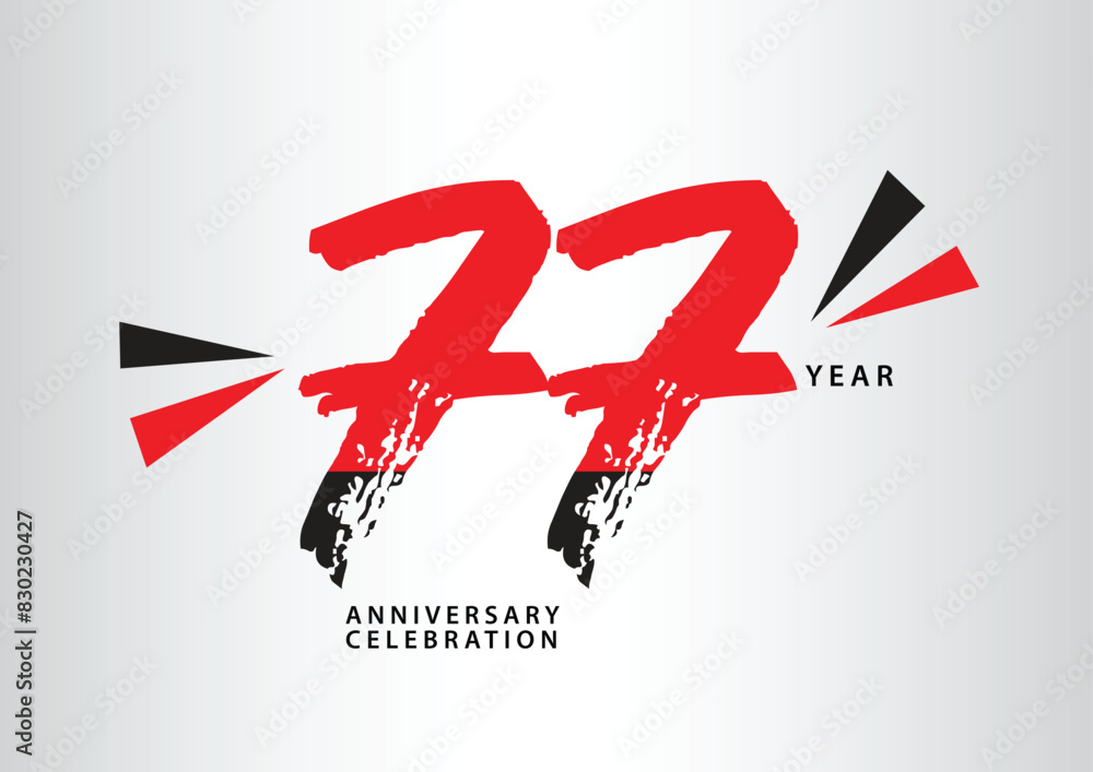 77 year anniversary celebration logotype vector, 77 number design, 77th ...