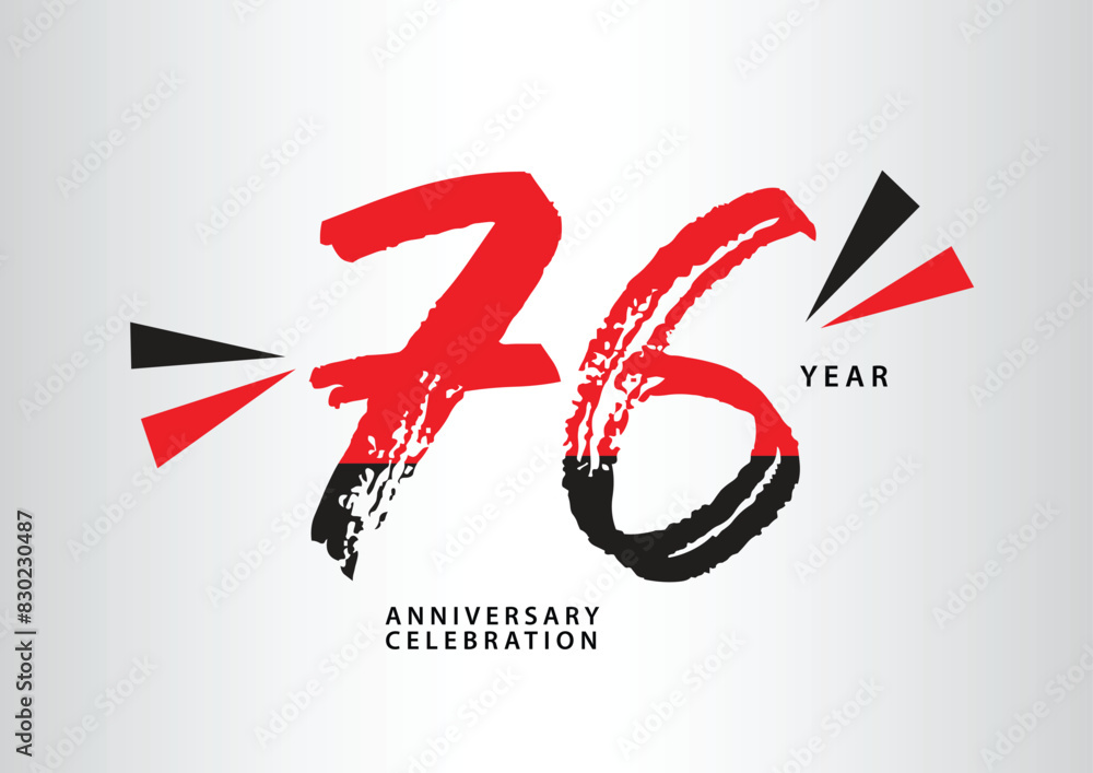 76 year anniversary celebration logotype vector, 76 number design, 76th ...