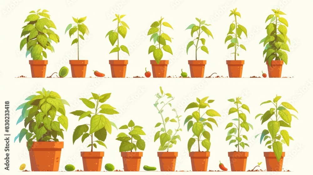 Illustrating the journey from seed to flourishing adult plant in a ...