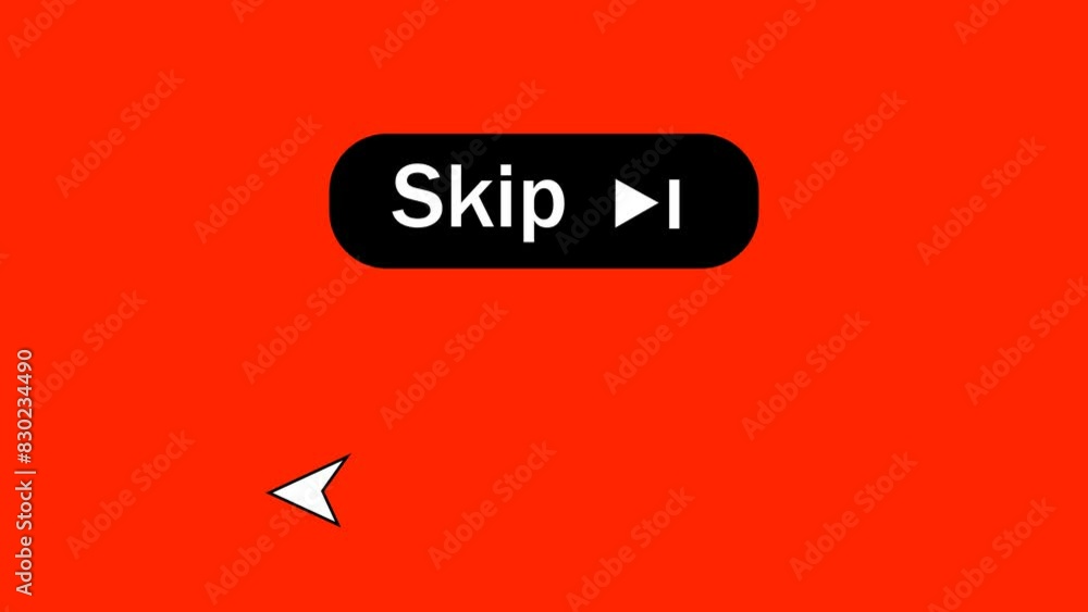 animated video of computer mouse cursor by clicking skip button ...