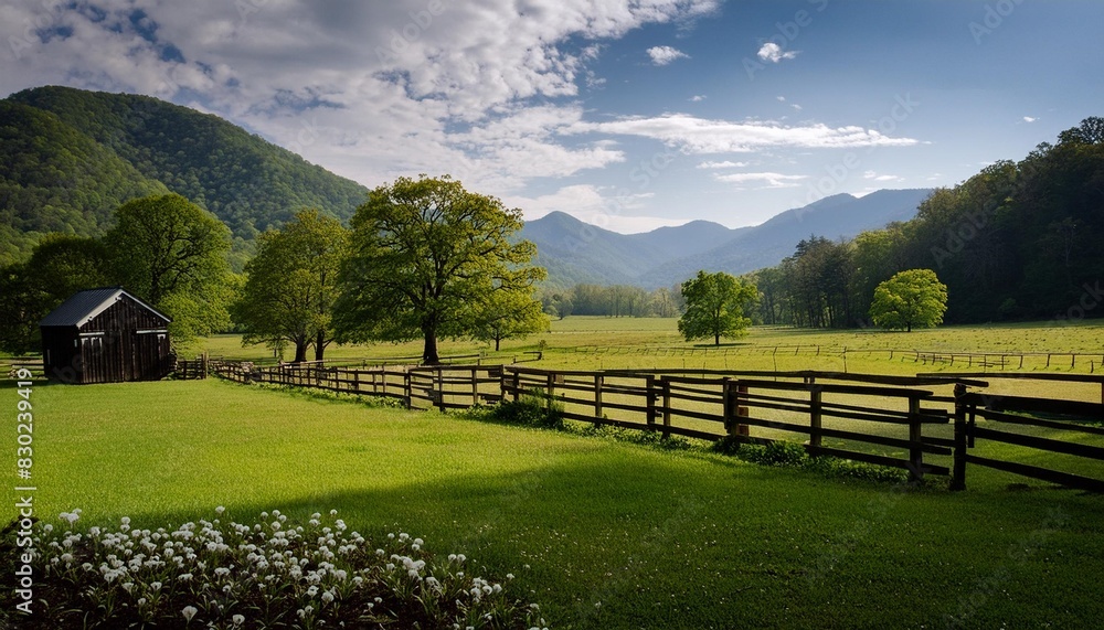 beautiful spring valley in cades cove at the base of the smoky ...