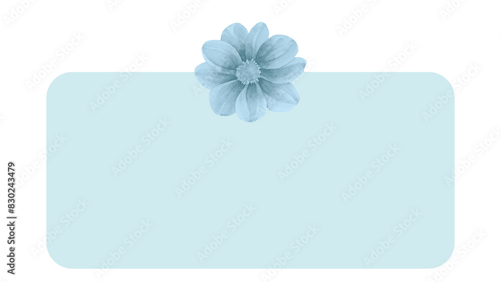 sticker Cute Floral Name Tag with transparent background, light blue ...