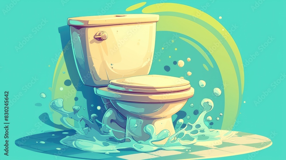 A fun comic style toilet bowl icon is depicted in this cartoon 2d ...