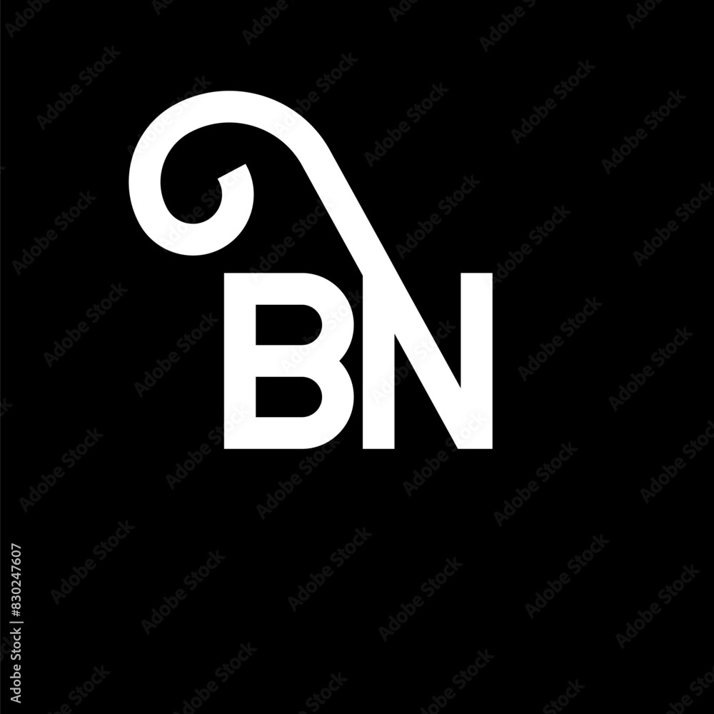 BN letter logo design on black background. BN creative initials letter ...