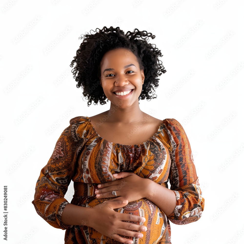 Black american doula providing birth care isolated on white background ...