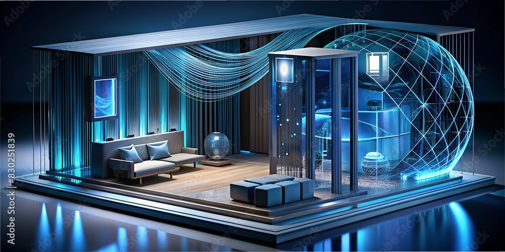 Smart home, home house of the future, housing with neon, future ...