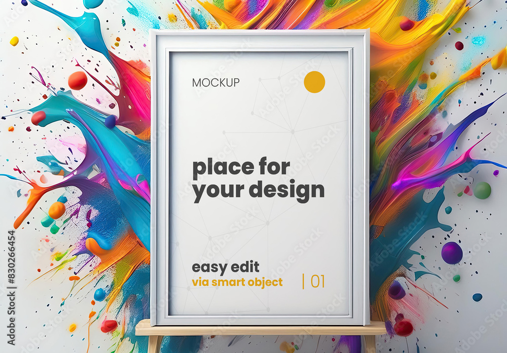 Colorful Paint Splash Poster Frame Mockup Illustrated 02 Generative Ai ...