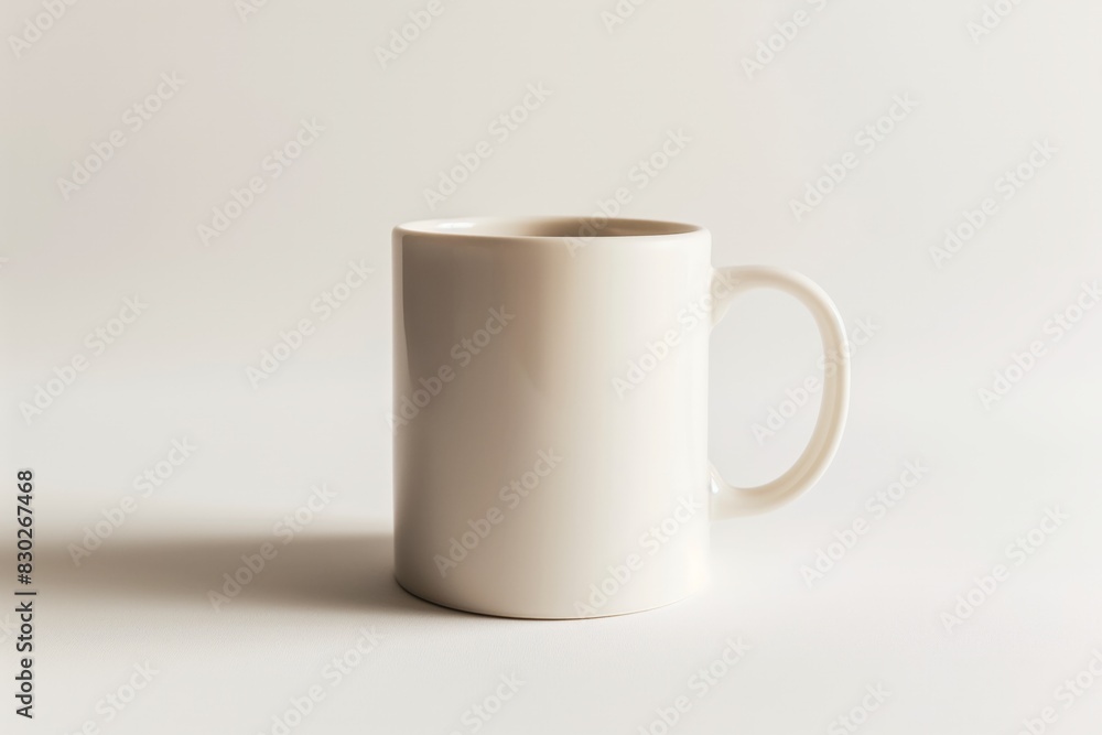 Simple white mug sits against a clean, light backdrop, offering a ...