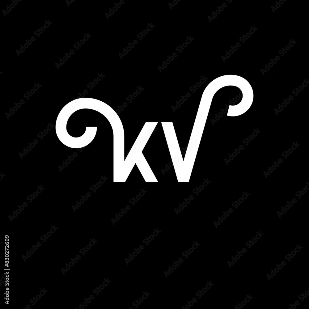 KV letter logo design on black background. KV creative initials letter ...