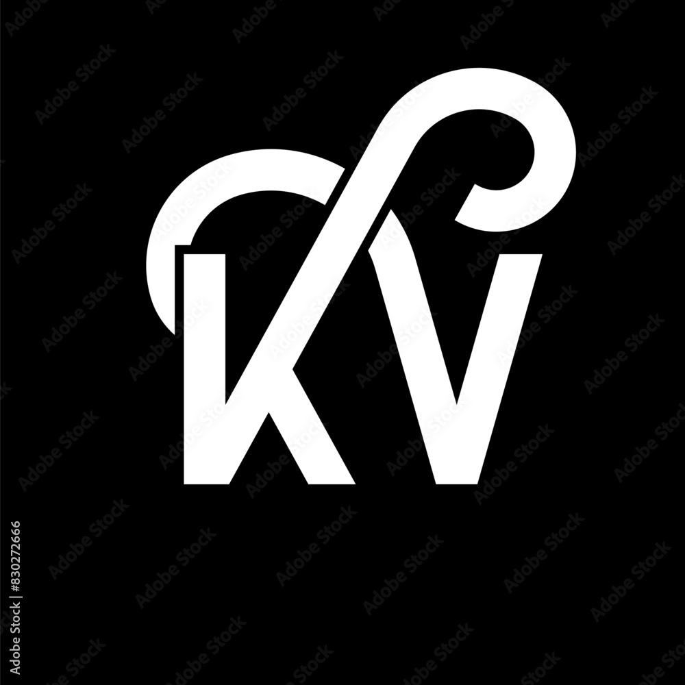 KV letter logo design on black background. KV creative initials letter ...
