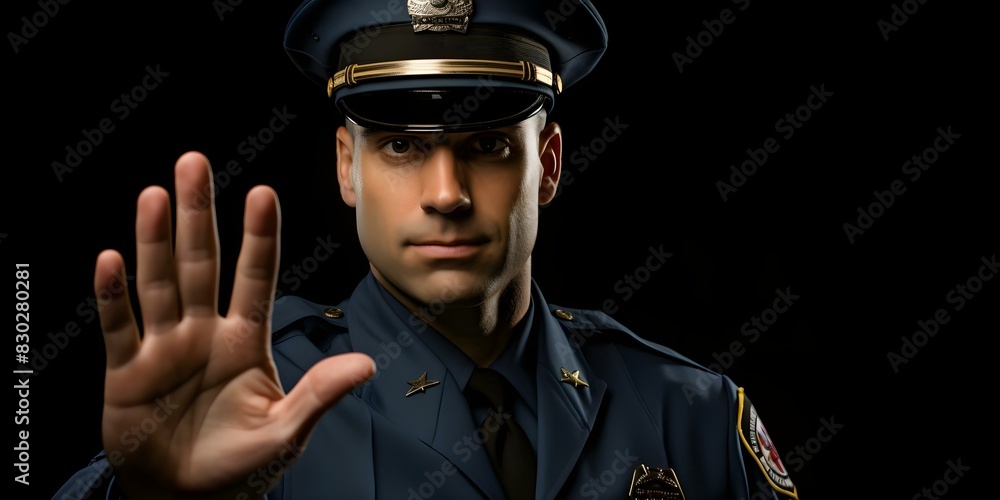 Image of person pretending to be police officer gesturing to stop ...