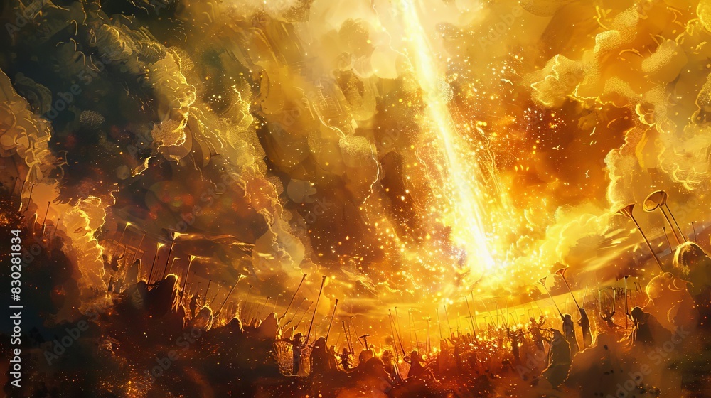 heavenly trumpets heralding the arrival of the king of kings on ...