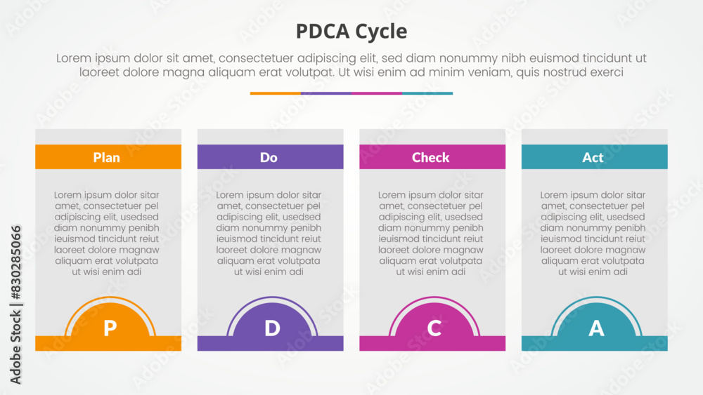 PDCA plan do check act framework infographic concept for slide ...