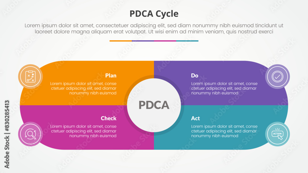PDCA plan do check act framework infographic concept for slide ...