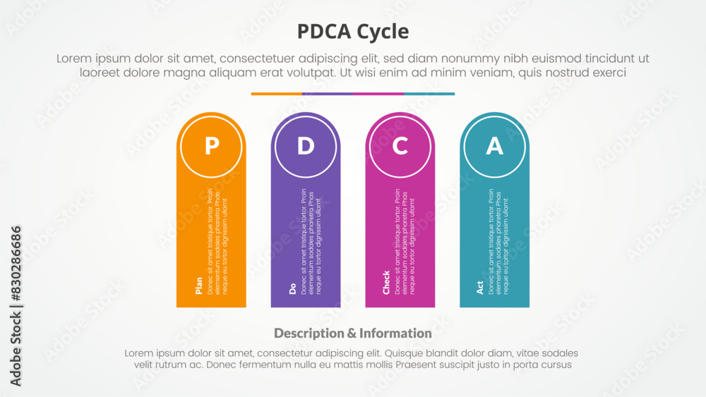 PDCA plan do check act framework infographic concept for slide ...