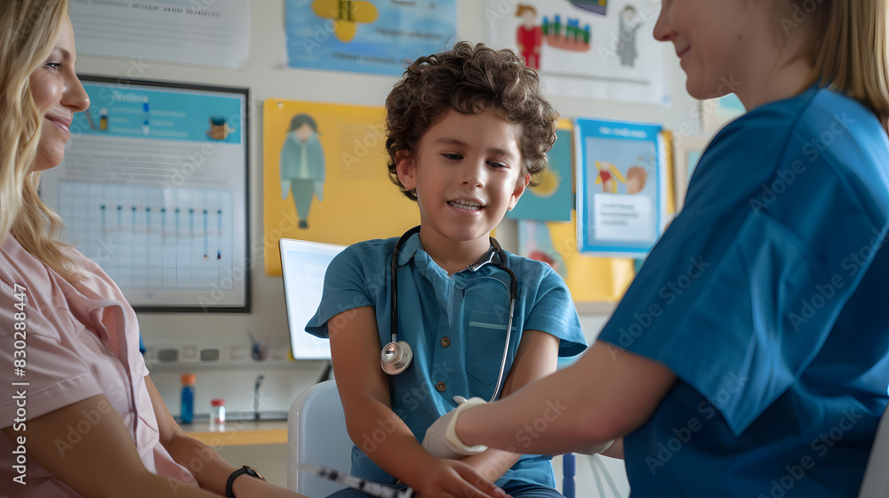 Child Receiving Immunization from a Nurse While Parent Watches for ...