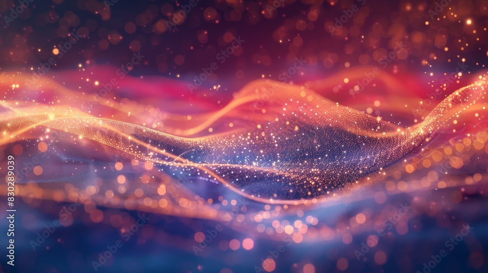 Dynamic backdrop red to indigo gradient wave-like patterns sparkling ...