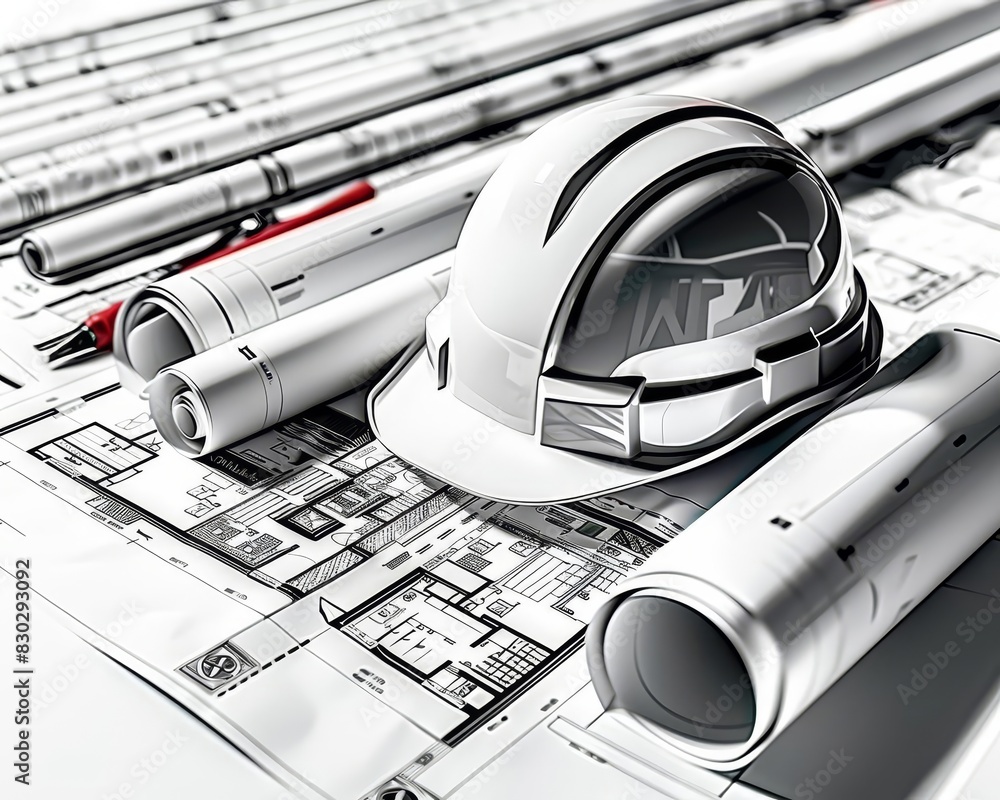 An architects hand sketching modifications on a building blueprint ...
