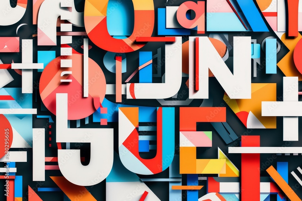 Typographic Tapestry: Bold 3D Letters and Symbols in a Dynamic Array ...